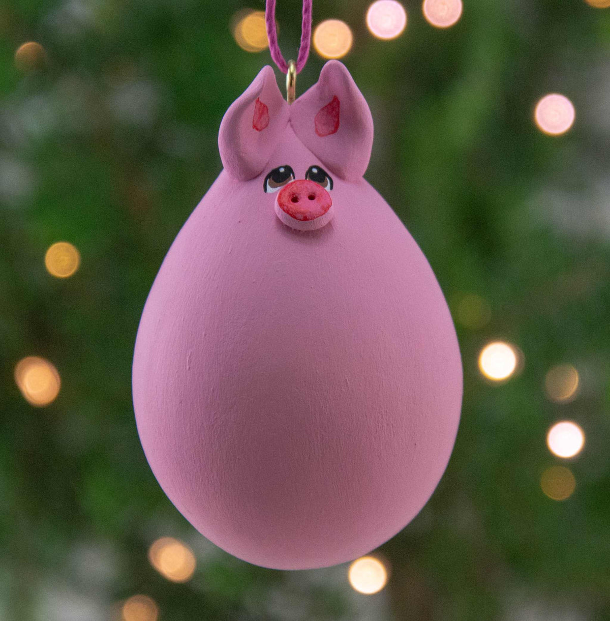 Pig Ornament - Pink Pig - Gourd Art - Handmade - Gourdament – Gourdaments