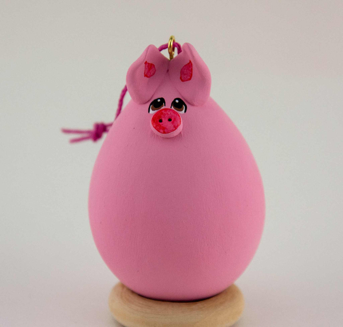Pig Ornament - Pink Pig - Gourd Art - Handmade - Gourdament – Gourdaments
