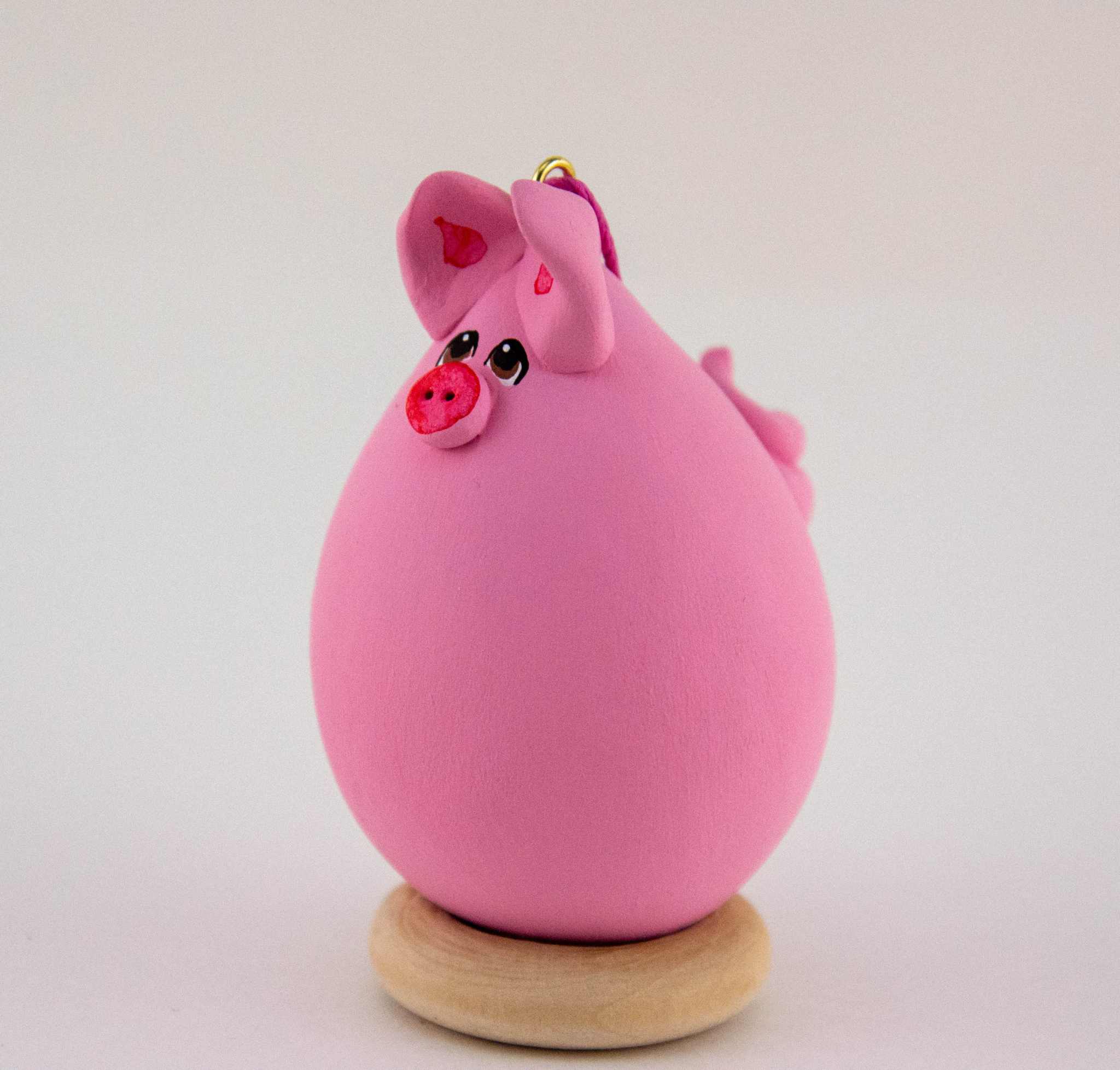 Pig Ornament - Pink Pig - Gourd Art - Handmade - Gourdament – Gourdaments