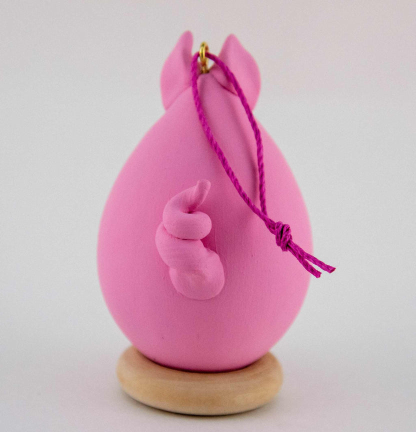 Pig Ornament - Pink Pig - Gourd Art - Handmade - Gourdament – Gourdaments