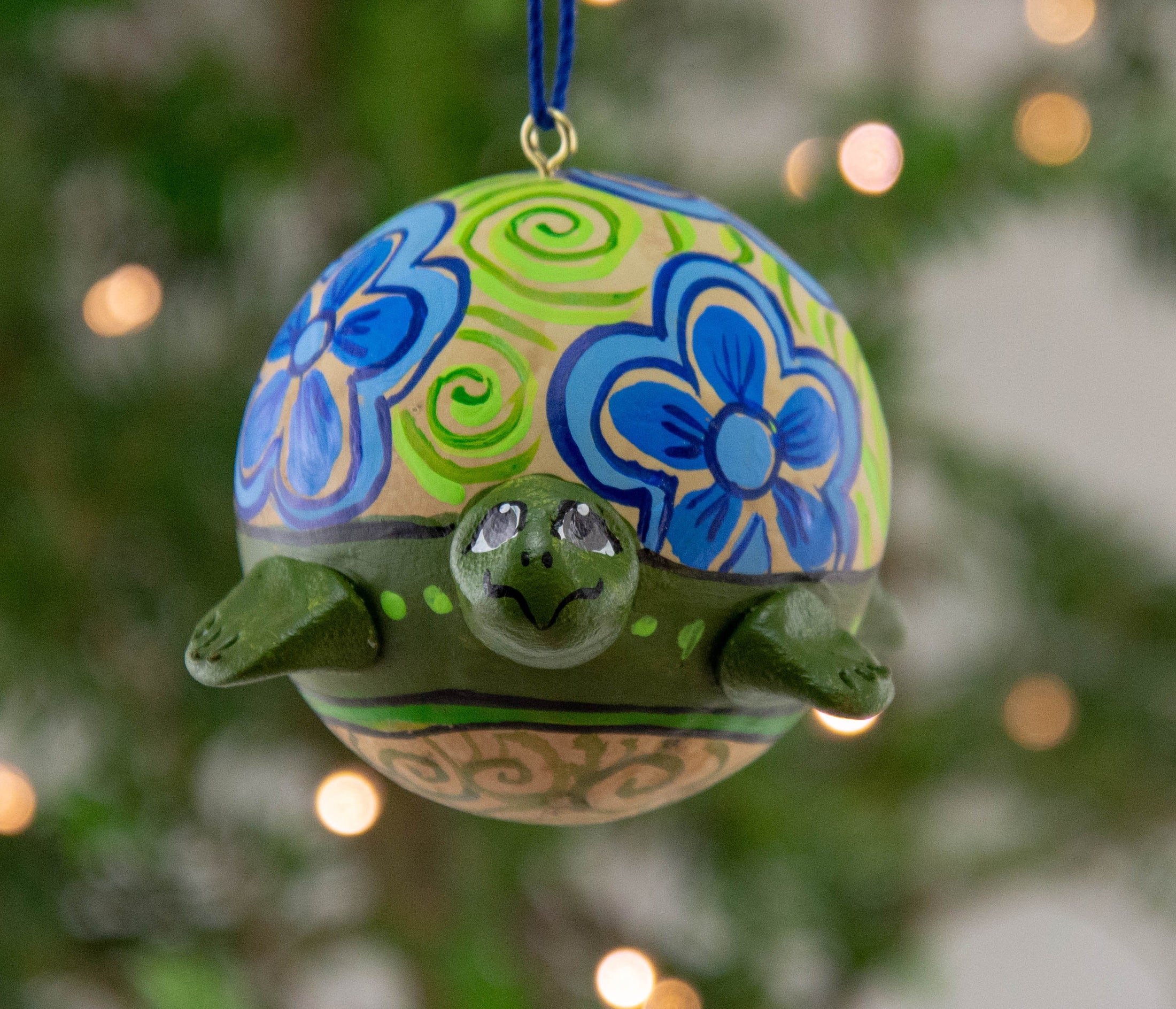 Turtle Ornament, Turtle Art - Painted Gourd Handmade Unique Gift ...